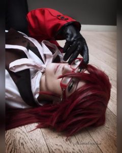Black Butler Long Cosplay Wig: Grell Sutcliff — UNIQSO