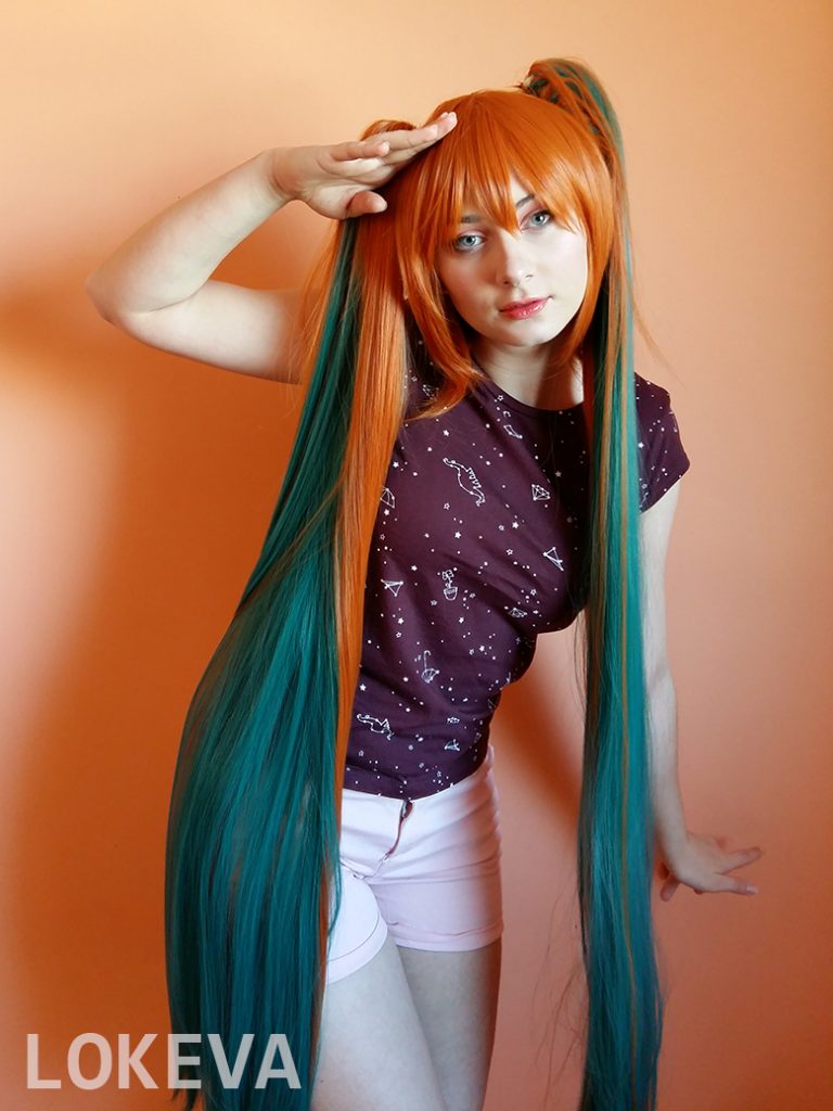 Hatsune Miku Cosplay Wig: Rust & Teal Green — UNIQSO
