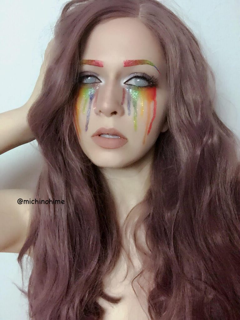 White Mesh Contacts Drip Rainbow Tears — UNIQSO